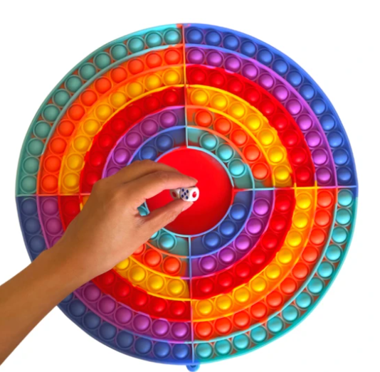 4 Player HUGE ROUND Rainbow Pop It Board Game – CraftyUplift